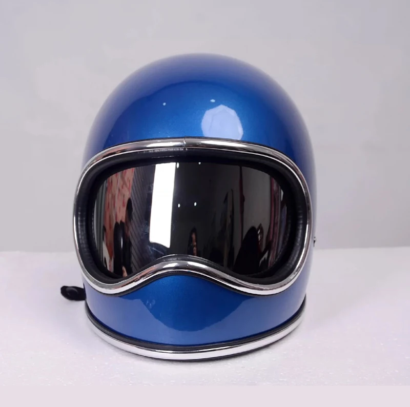 Japan Small Shell Retro Full Face Helmet with Silver Lens