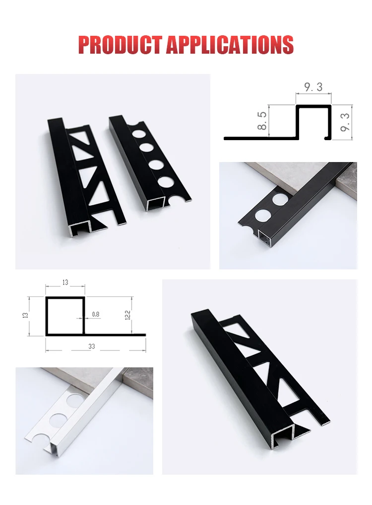 Anodized Gold Aluminium U Channel Tile Border Trim Flexible Wall ...
