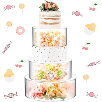 Clear Fillable Cake Plinth Stand Riser 3 Tier Cylinder Box Round ...
