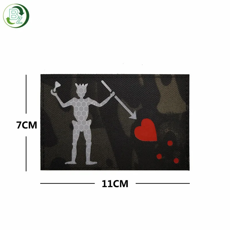 Blackbeard Pirate Flag Ir Infrared Reflective Tactical Patch With Hook ...