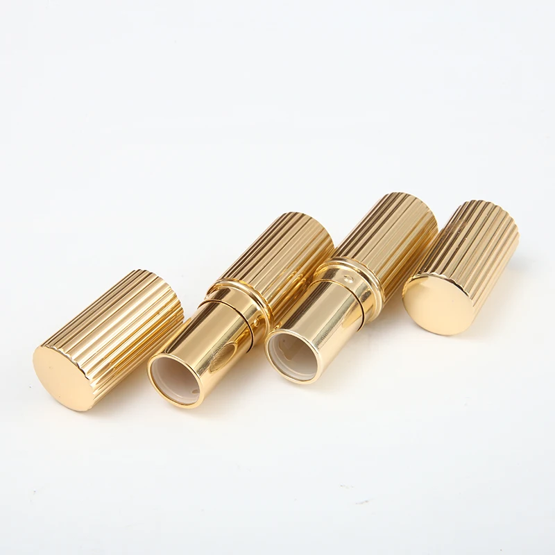 Luxury Shiny Gold Round Empty Aluminum Shell Lipstick Tube Container ...