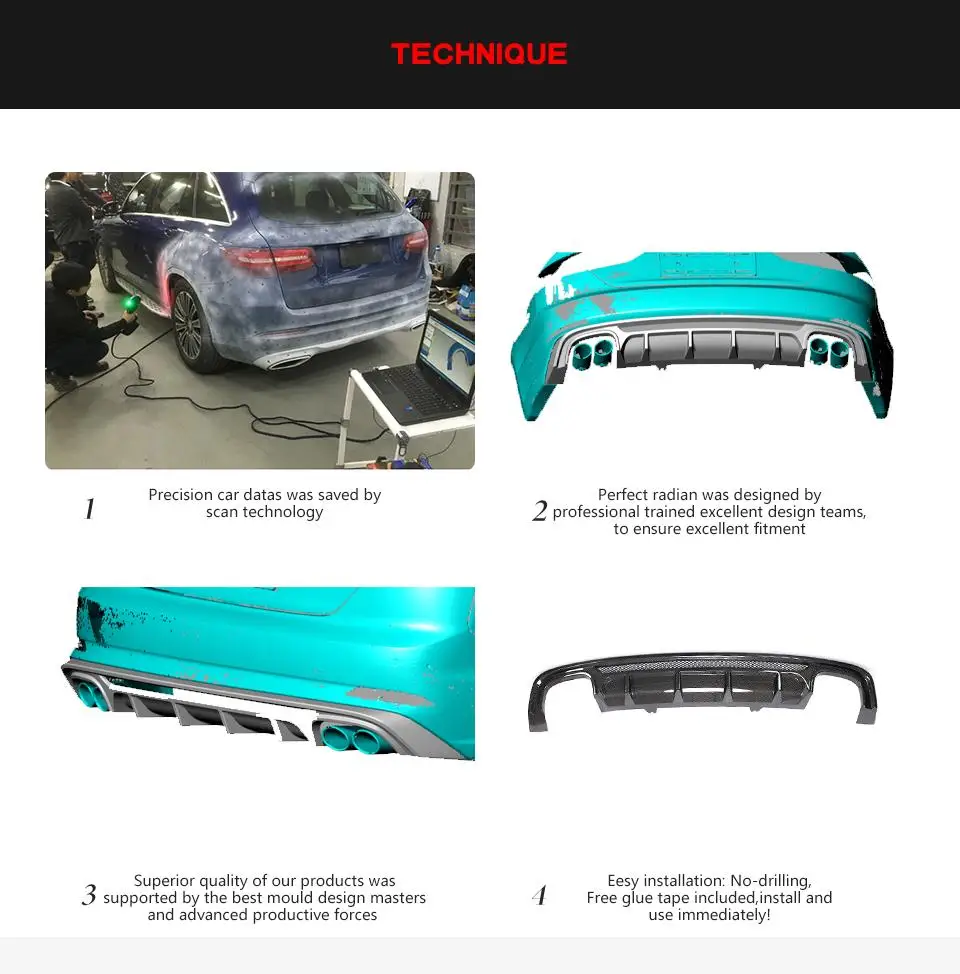 Carbon Fiber Rear Diffuser Fin Bumper Lip Splitter Spoiler for Audi A5 ...