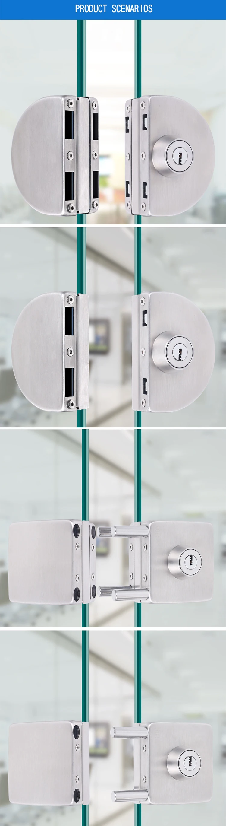 Custom Stainless Steel Swing Lock Hardware for Glass Doors