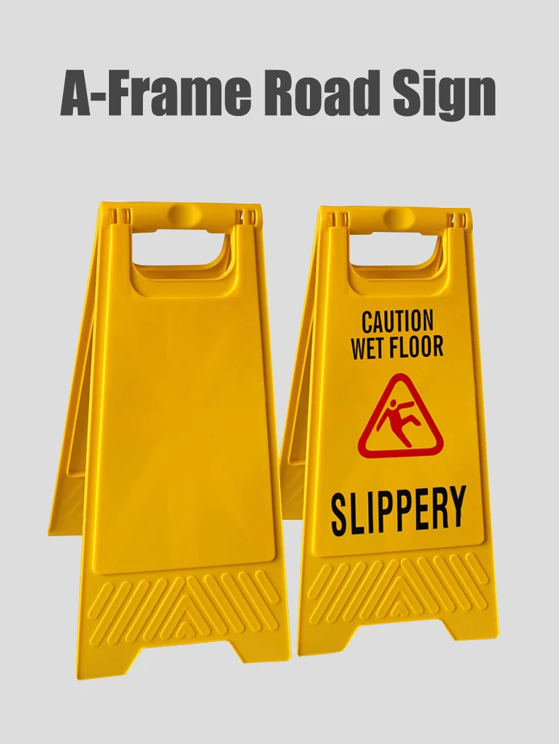 Yellow Wet Floor Caution Signs - Bilingual Safety Warnings