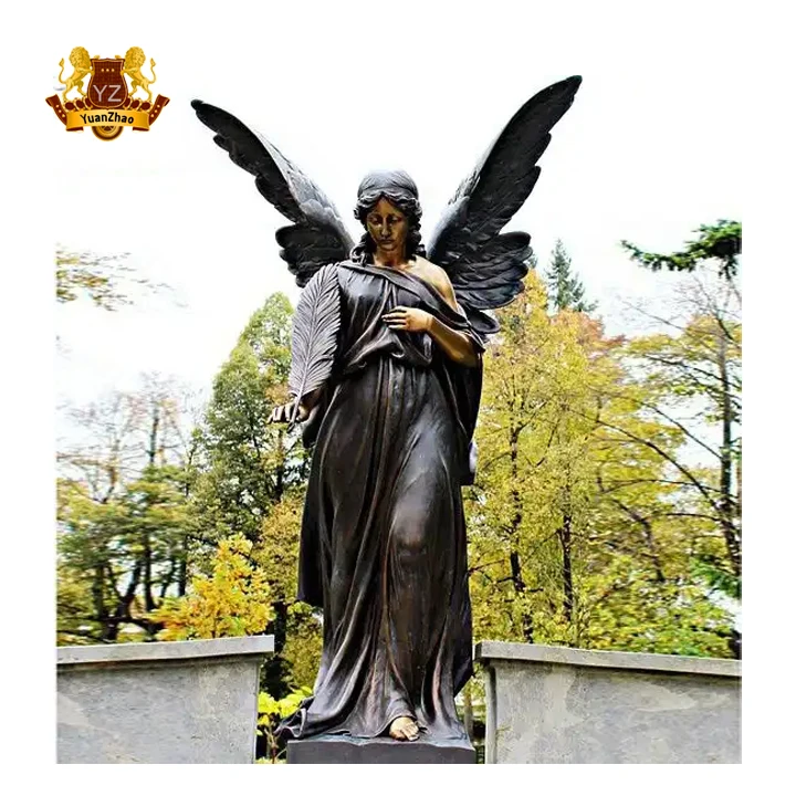 Life Size Winged Bronze Angel Statue for Garden Decoration