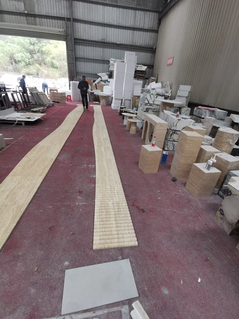 Honed Kit Kat Beige Travertine Marble Mosaic Fluted Travertine Tile ...