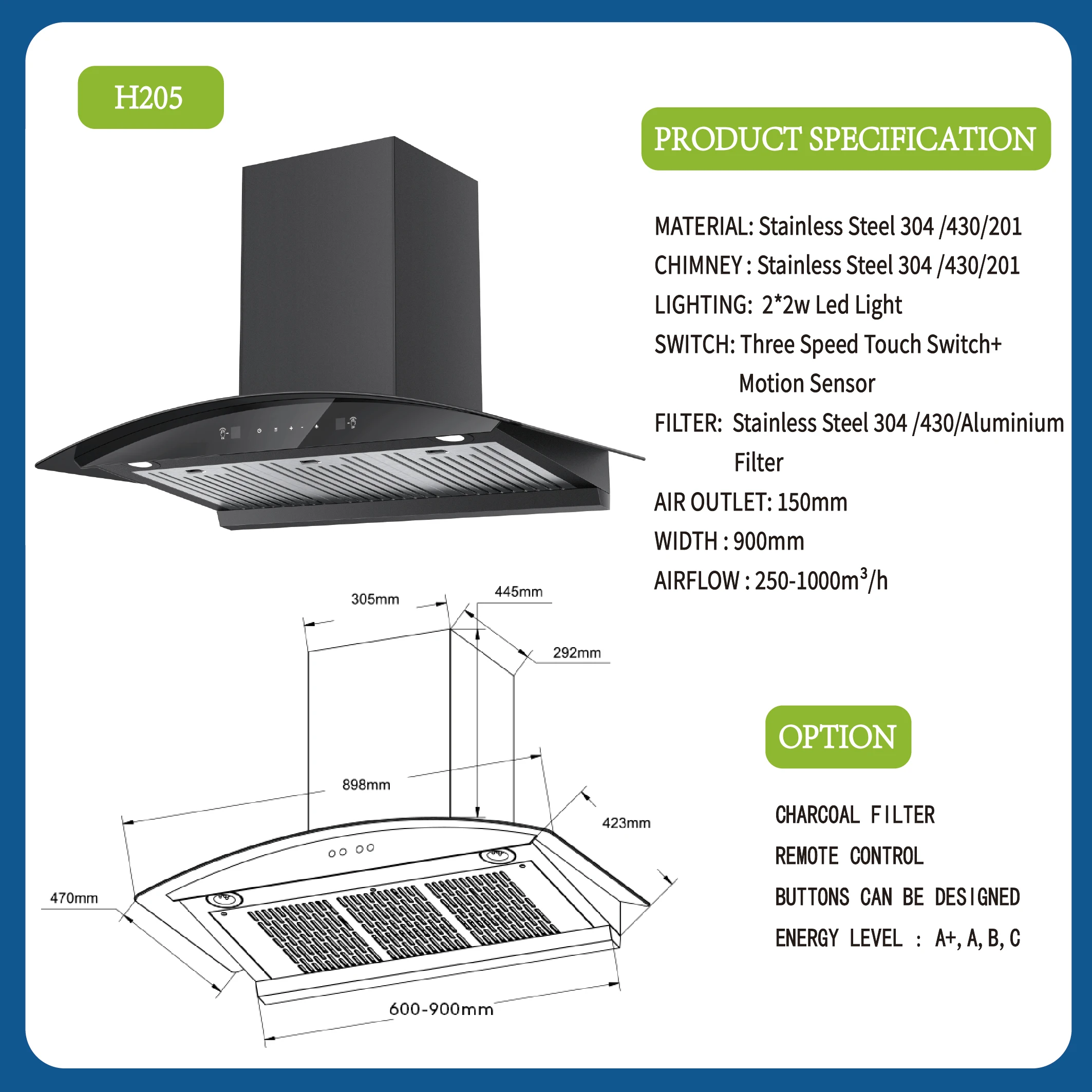 Home Appliance 90cm Household Range Hood Slanted Cooker Hood Kitchen ...