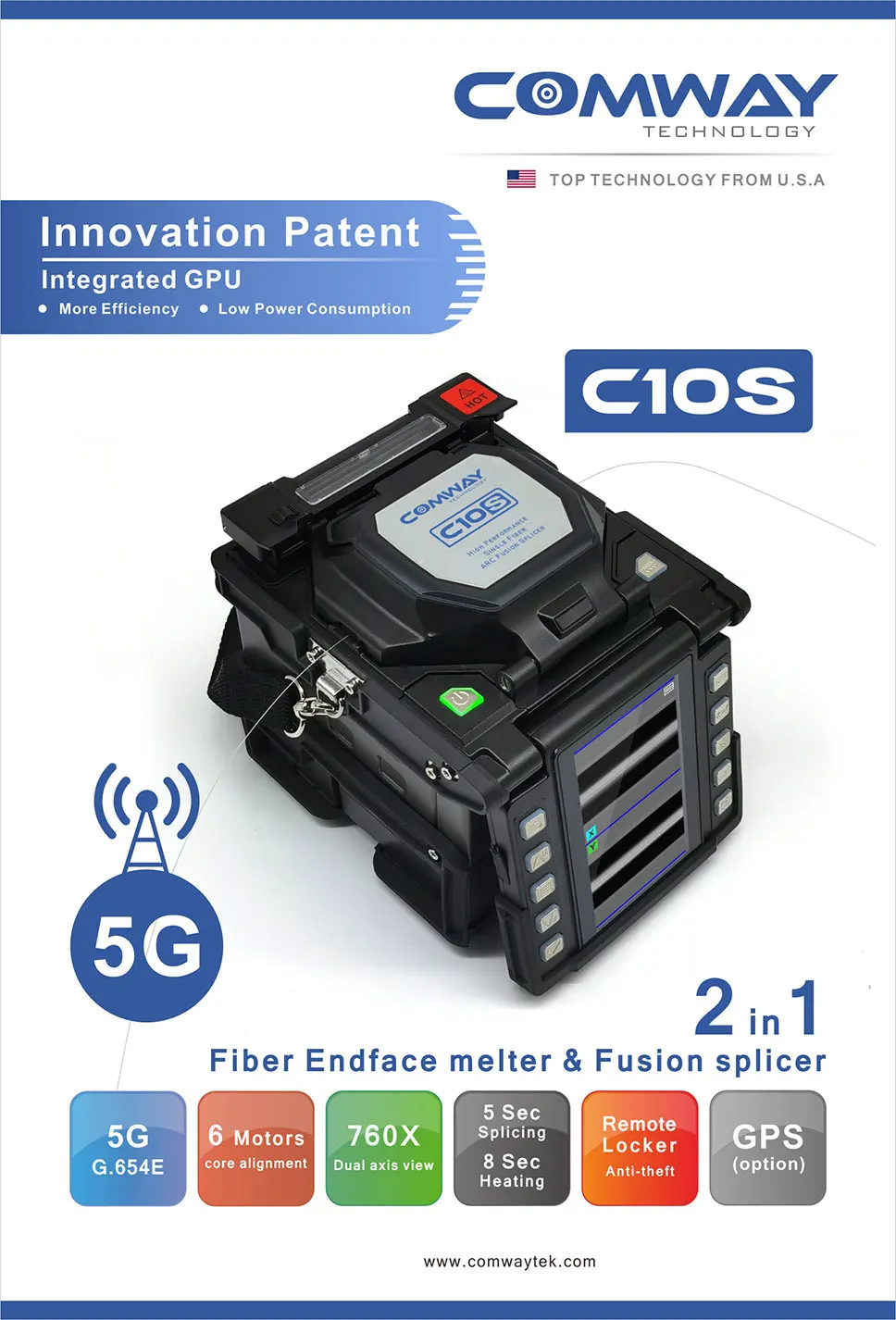 COMWAY C10S Fusion Splicer - Precision Core Alignment