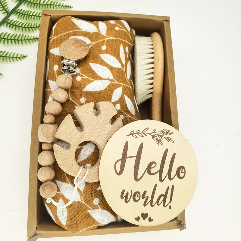 Custom Newborn Baby Shower Gift Box Wooden Milestone Growth Cards ...