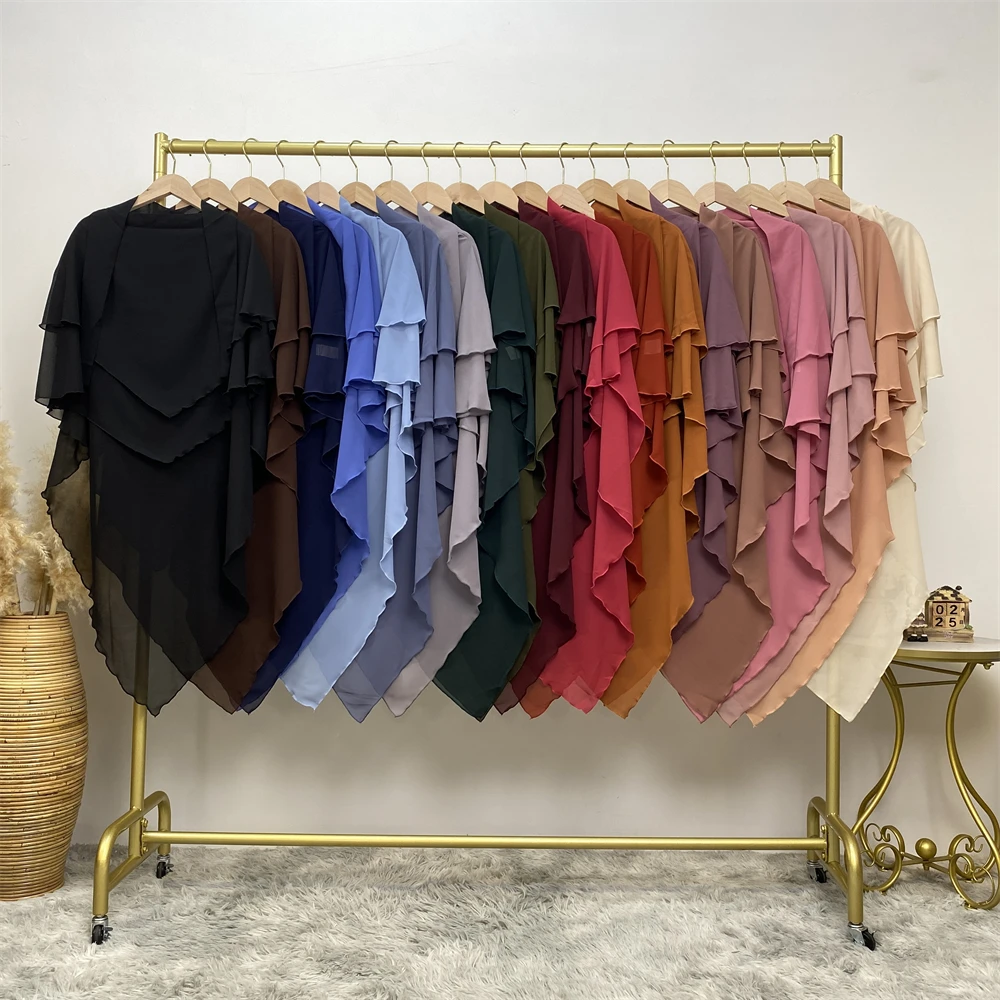 Shop 2305# New Front Back 2 Layer Chiffon Khimar Hijab