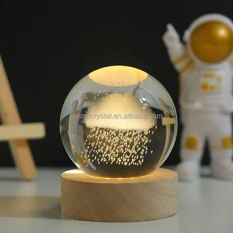 Custom Magic Seven-color Crystal Ball Engraved Print Solid Crystal Ball ...