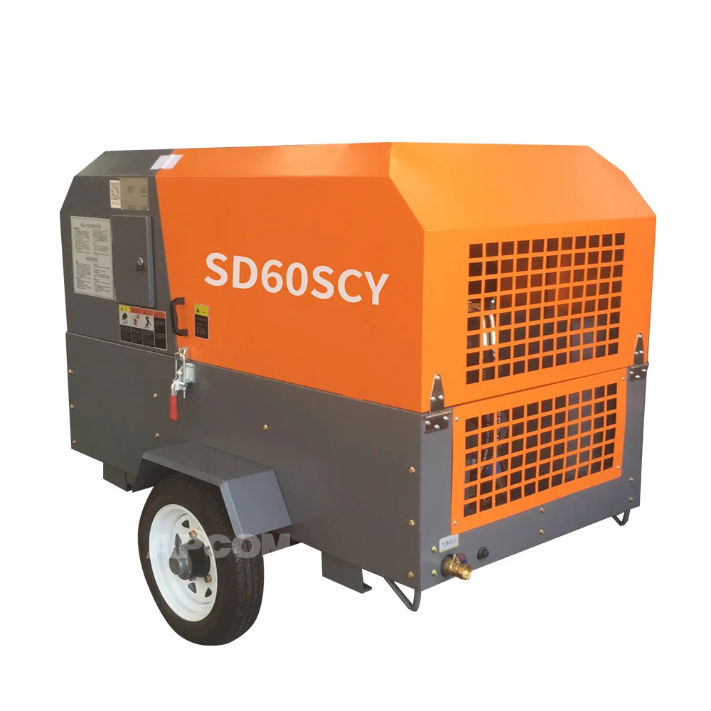 Portable Diesel Powered Engine Mining Compressor APCOM 185 CFM