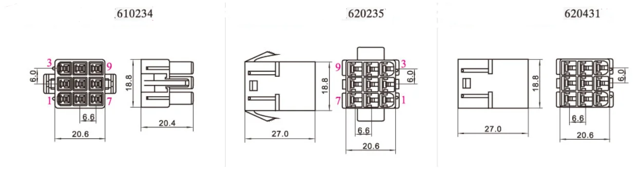 Equivalent KET CONNECTOR 9 PIN CONNECTOR MG620235 MATCH CONNECTOR ...