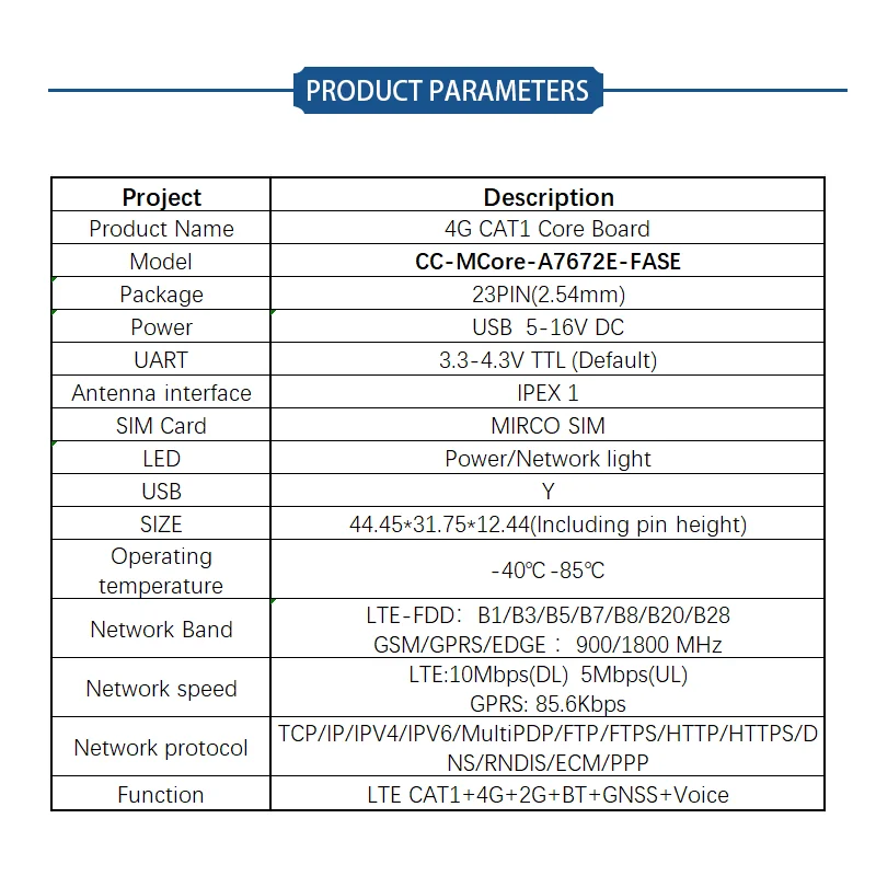 Simcom A7672E-FASE LTE Module - Cellular Wireless Communication