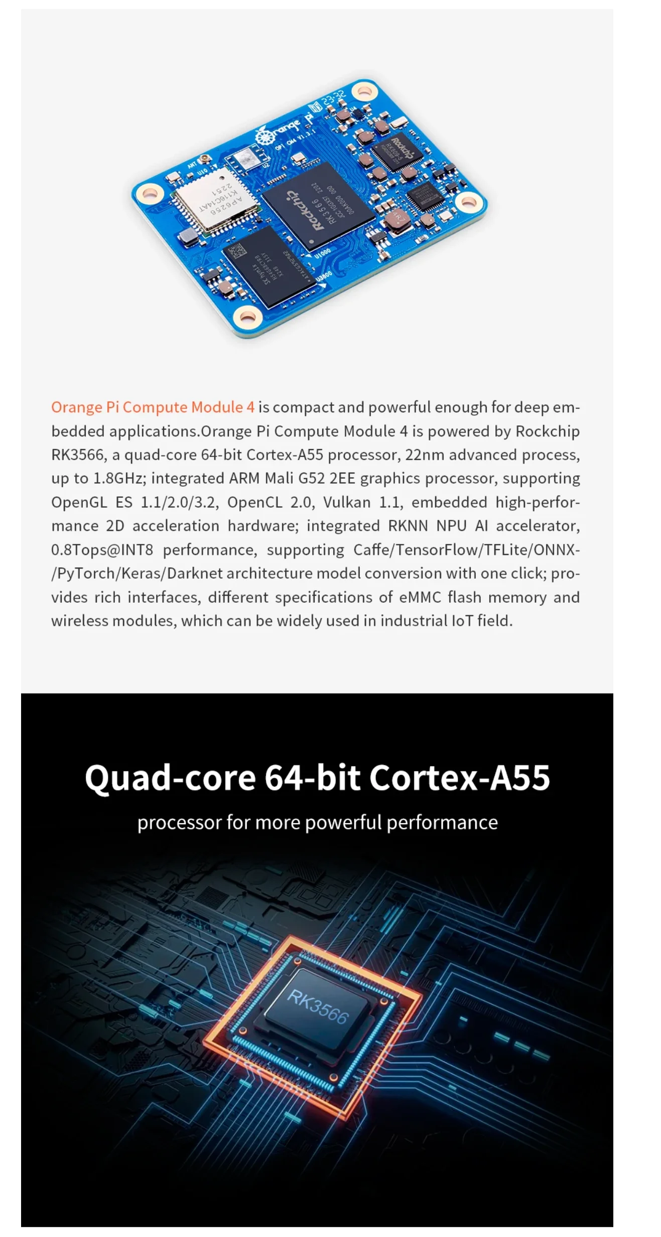 Orange Pi CM4 Compute Module 4 - Quad-Core 64-Bit Power