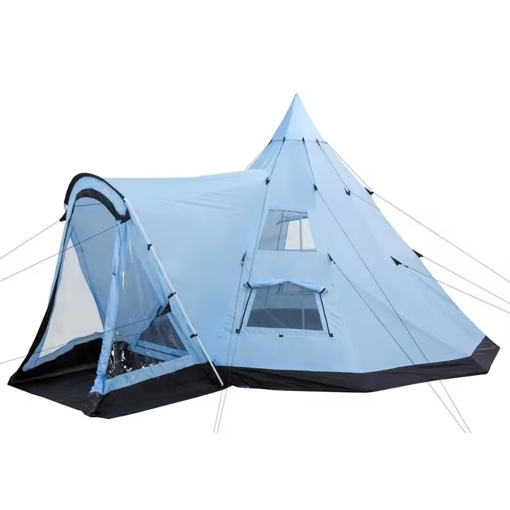 New Large Family Camping Teepee Tent Waterproof Windproof Outdoor 4 ...