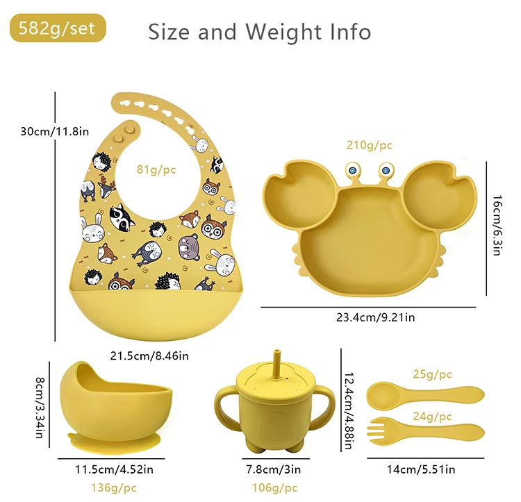 RTS Baby Tableware Feeding Set - Silicone & Waterproof