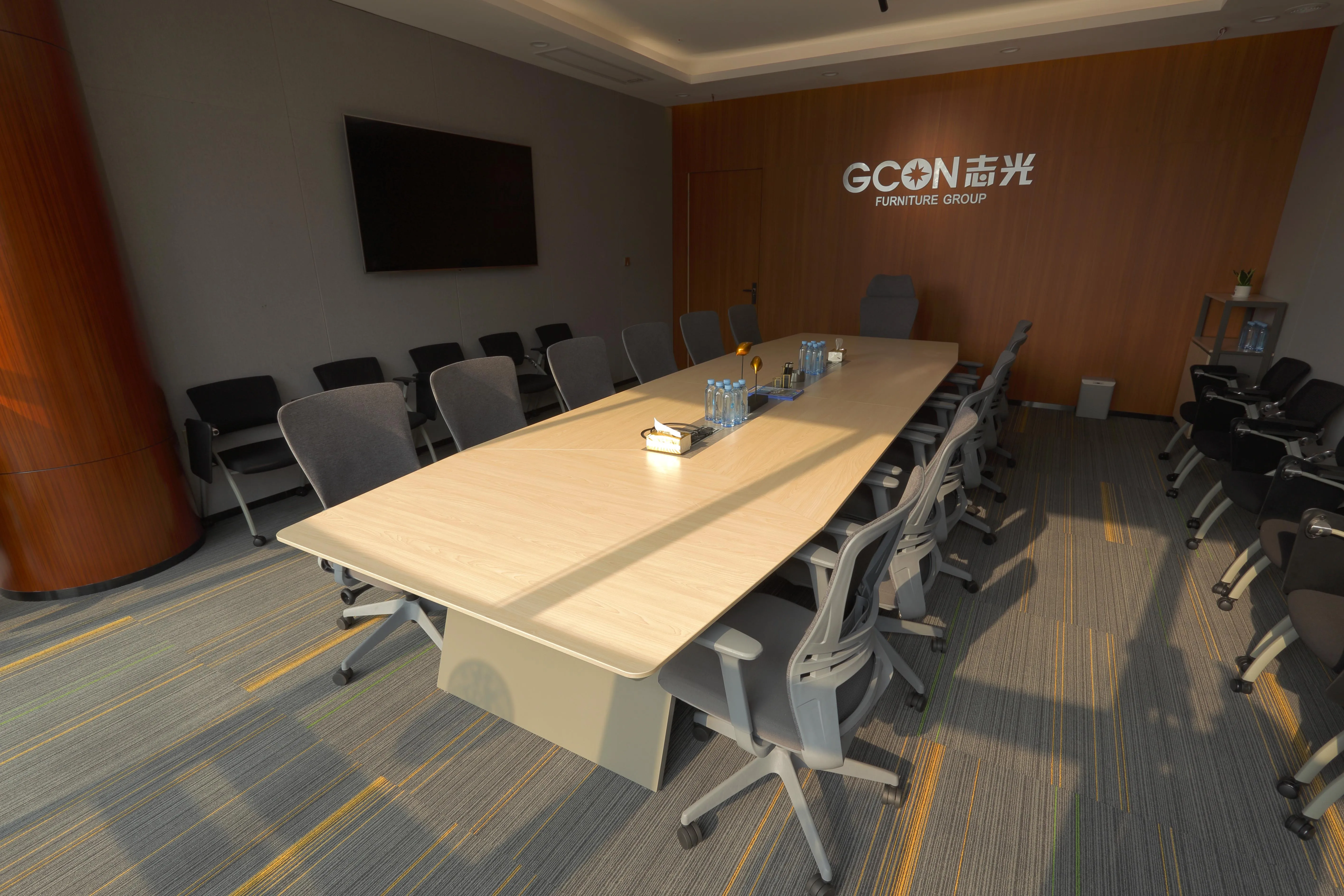 Custom Mdf Conference Table And Chairs Wood Office Meeting Room Desk ...