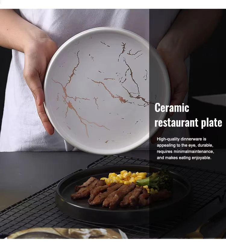 Ceramic Porcelain Marble Black And White Dinnerset Unbreakable ...