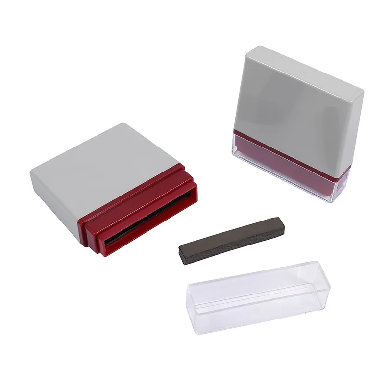 Small Simple Square Pre-Inkled Flash Stamp Holder Plastic Blank Office ...