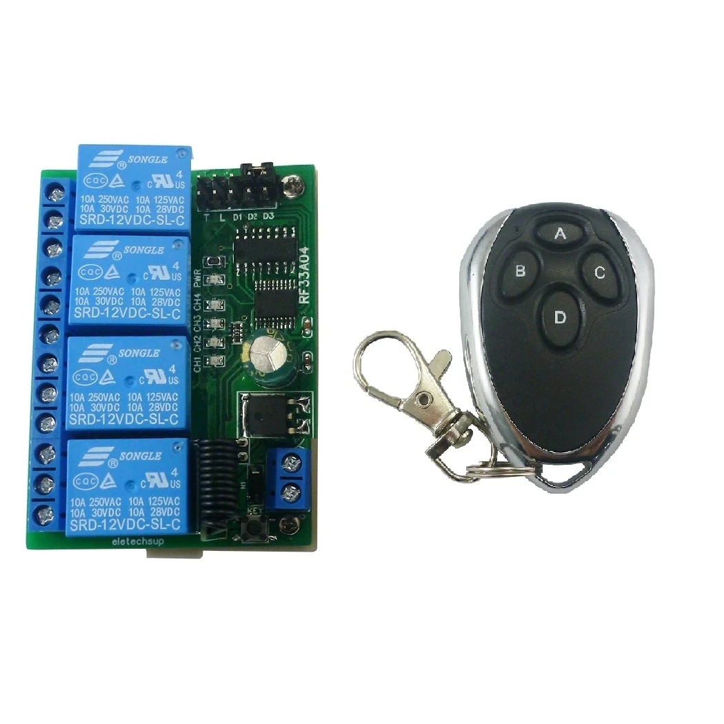 RF33A04 RC43A04 4CH Rolling Code Keeloq Controller HCS301 Remote ...