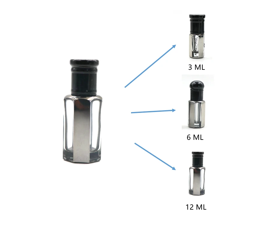 3ml 6ml 12ml Black Attar Glass Oud Oil Perfume Tola Bottle