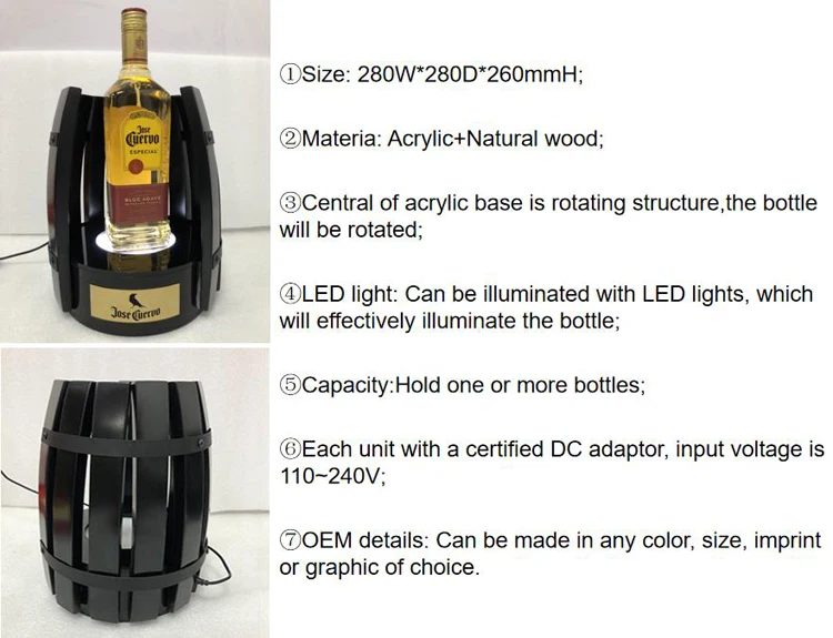 360 Degree Rotating Base Special Shape Whisky Bottle Glorifier Custom ...