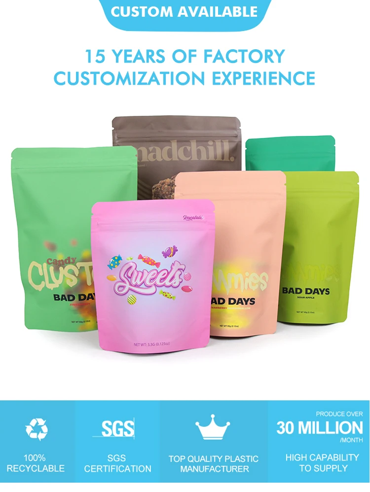 1/8 Oz Cookie Edibles Mylar Bag Zip Lock Gummies Jelly Packaging ...