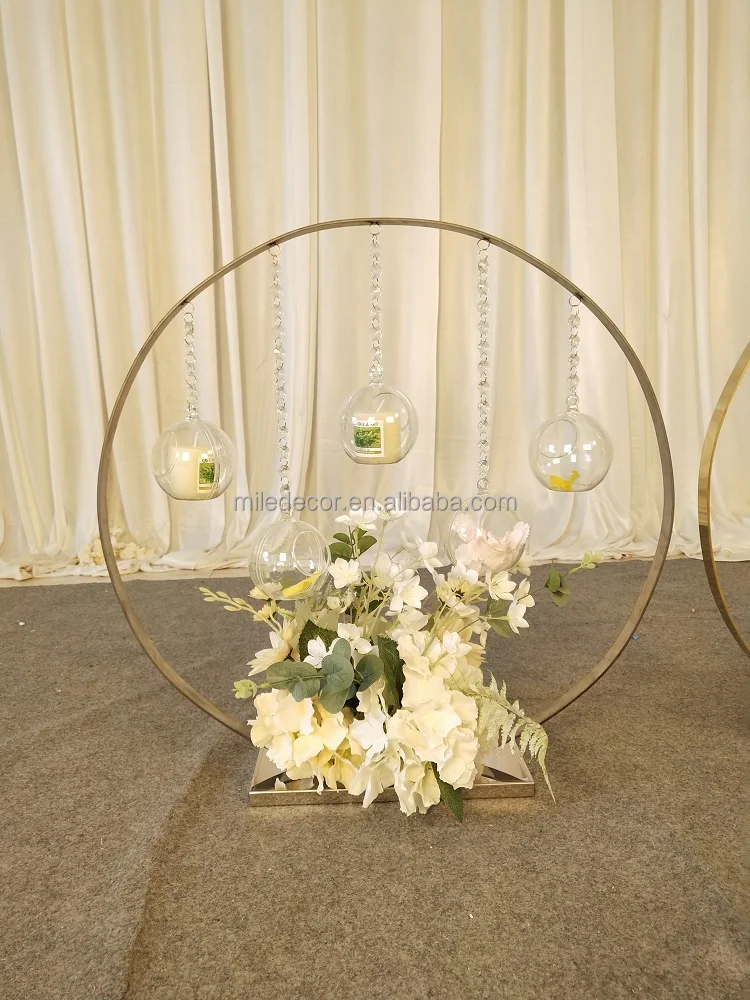 Gold Metal Large Tall Floral Display Riser for Wedding