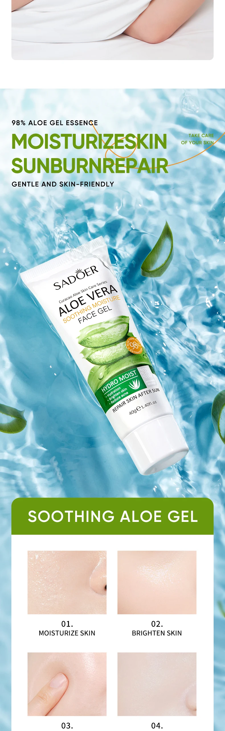 Private Label Obo Cosmetic Sadoer Natural Skin Care Moisturizing Forever Soothing Aloe Vera Gel ...