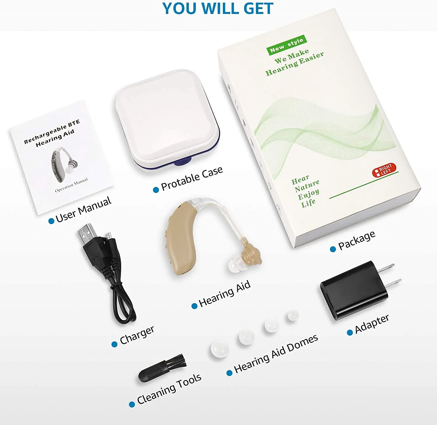 Hearing Aids Bte Rechargeable Blue-tooth Wireless Hearing Aids With ...