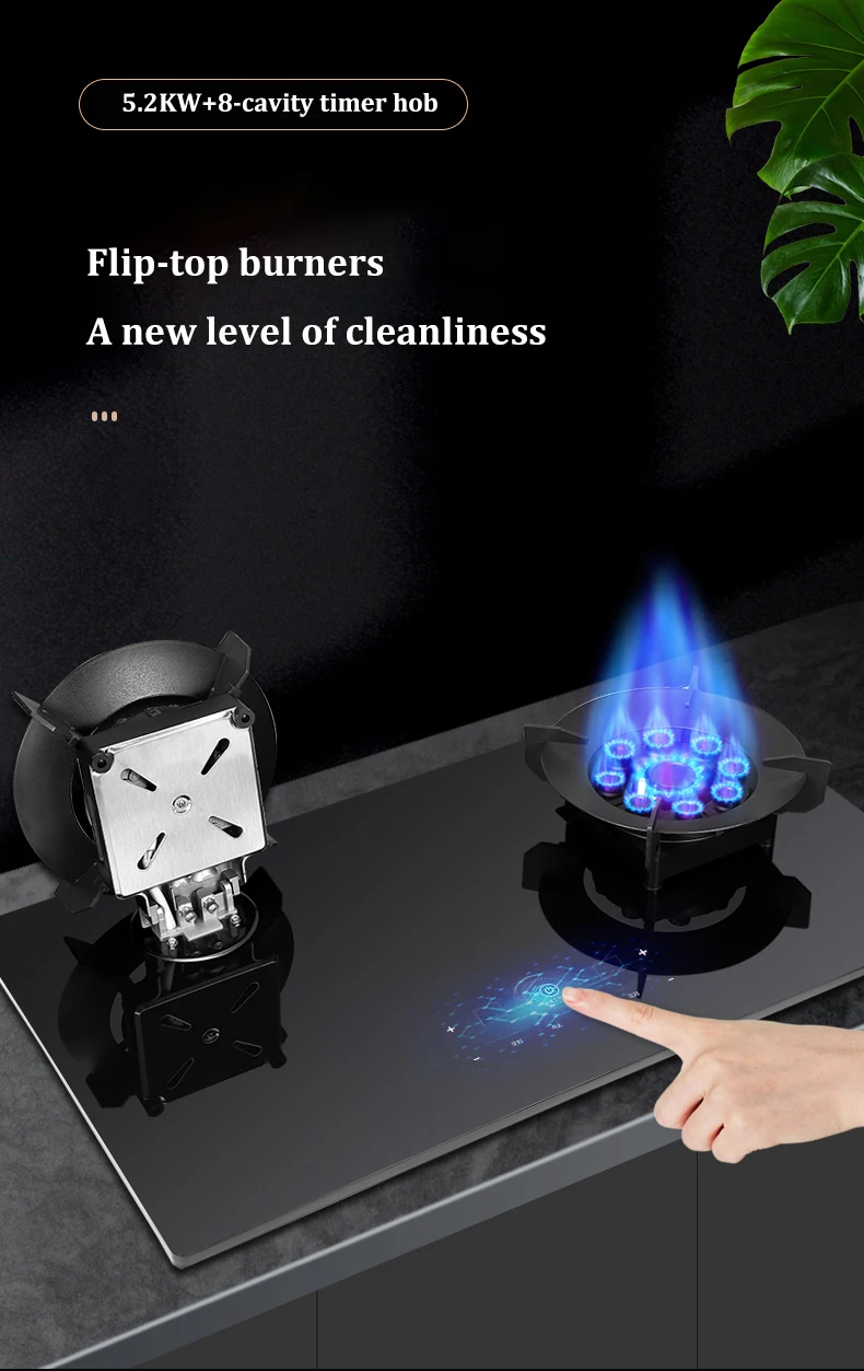 Flip Top Gas Cooker Touch Screen Electric Smart Timer Gas Cooktops ...