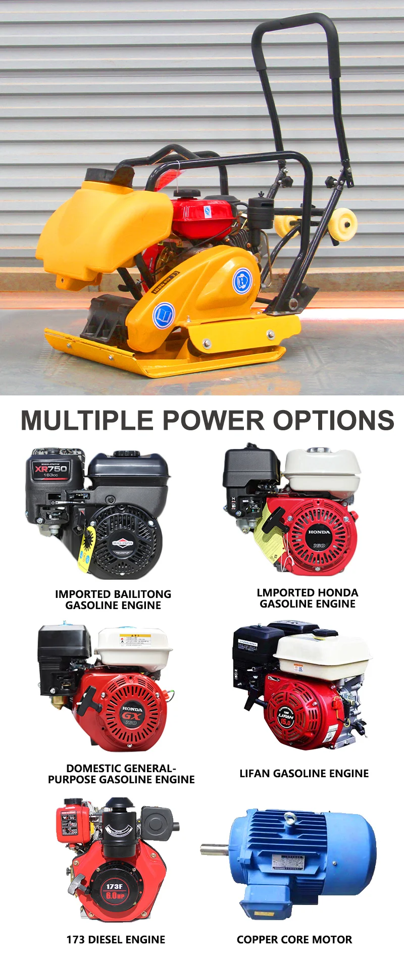 New 60kg Plate Compactor with Loncin 163cc Gasoline Engine