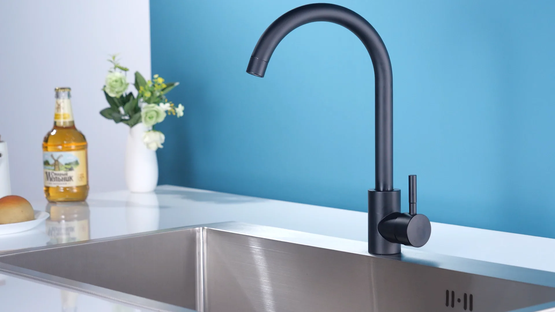 Good Price Oem Kitchen Sink Tap Single Hole Cold Water Black Faucet ...