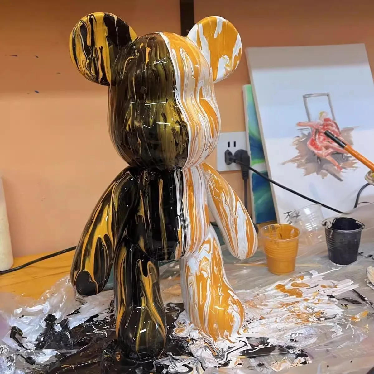 DIY Fluid Bear Model Handmade 23cm Colorful Embryo Violent Bear Fluid ...