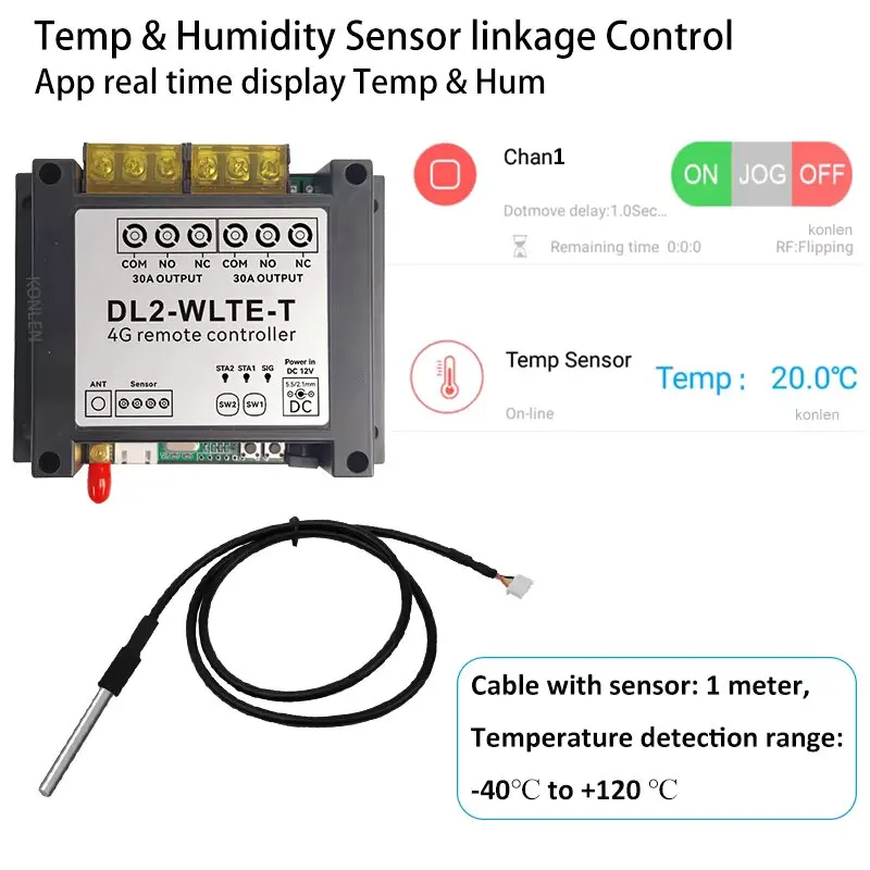 4G TLE Smart Controller 2-Way Relay 30A GSM GPRS Remote Power Switch ...