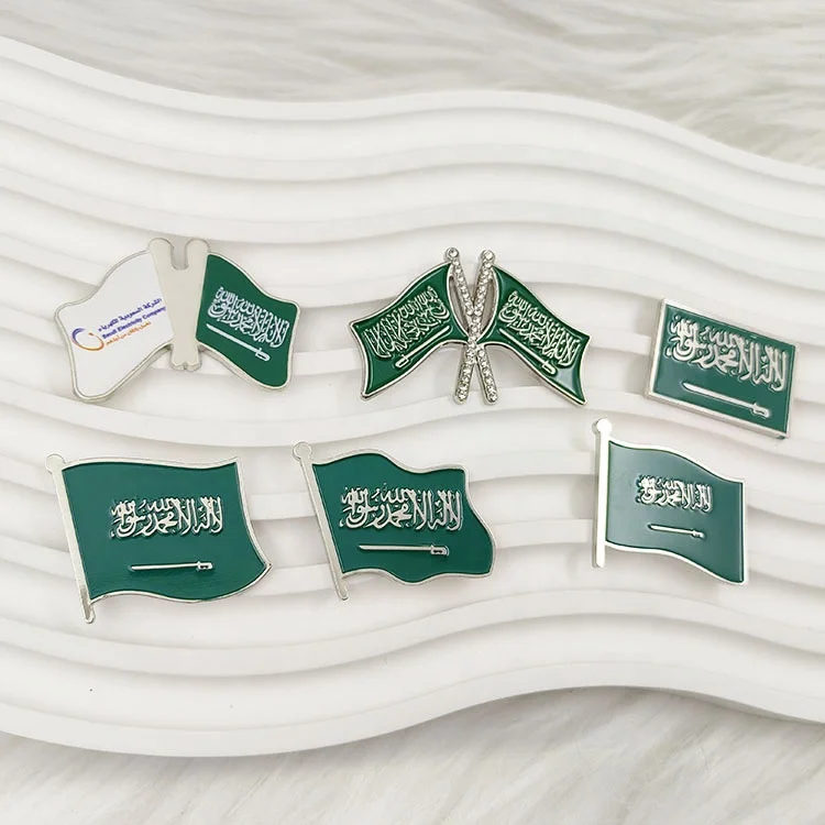 Custom Diamond Magnetic Saudi Arabia KSA Flag Pin Rhinestone National ...