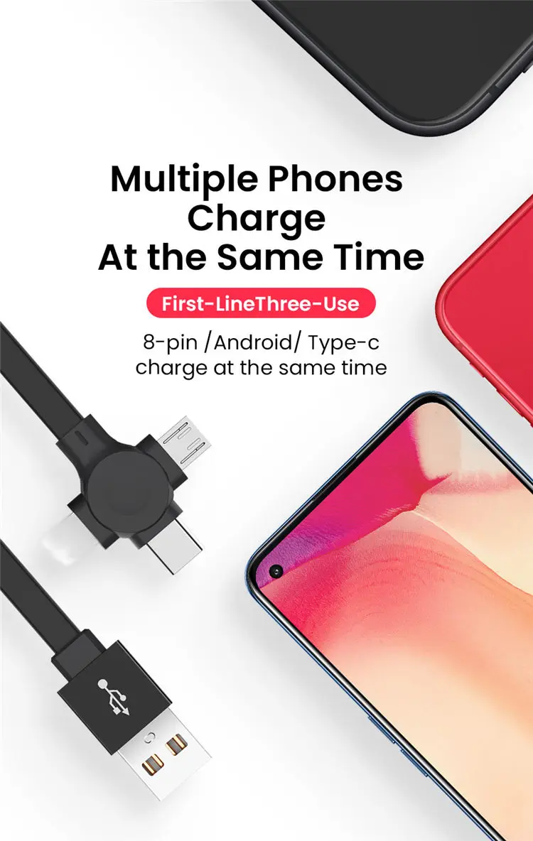 Promotion Custom Logo Macaroon Retractable Cable Portable 3 In 1 ...