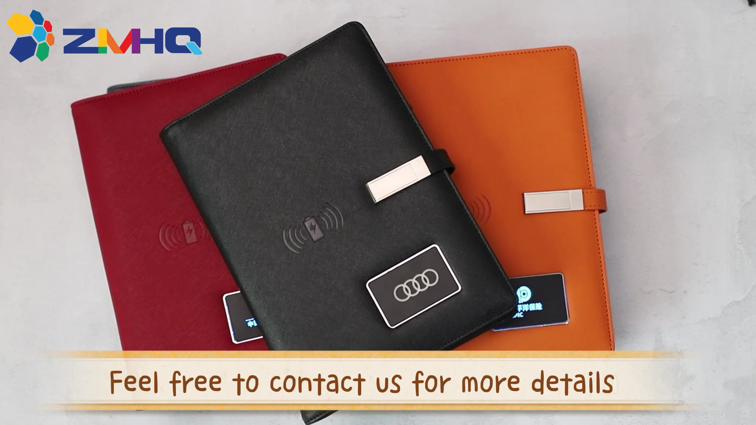 10000mah A5 Wireless Charging Light Up Logo Power Bank Notebook And Pen ...