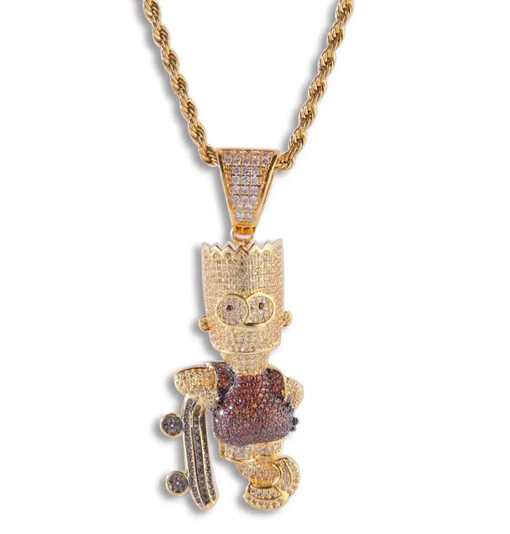 Cute Cartoon Figure Simpson Copper Made Gold Plated Pendant