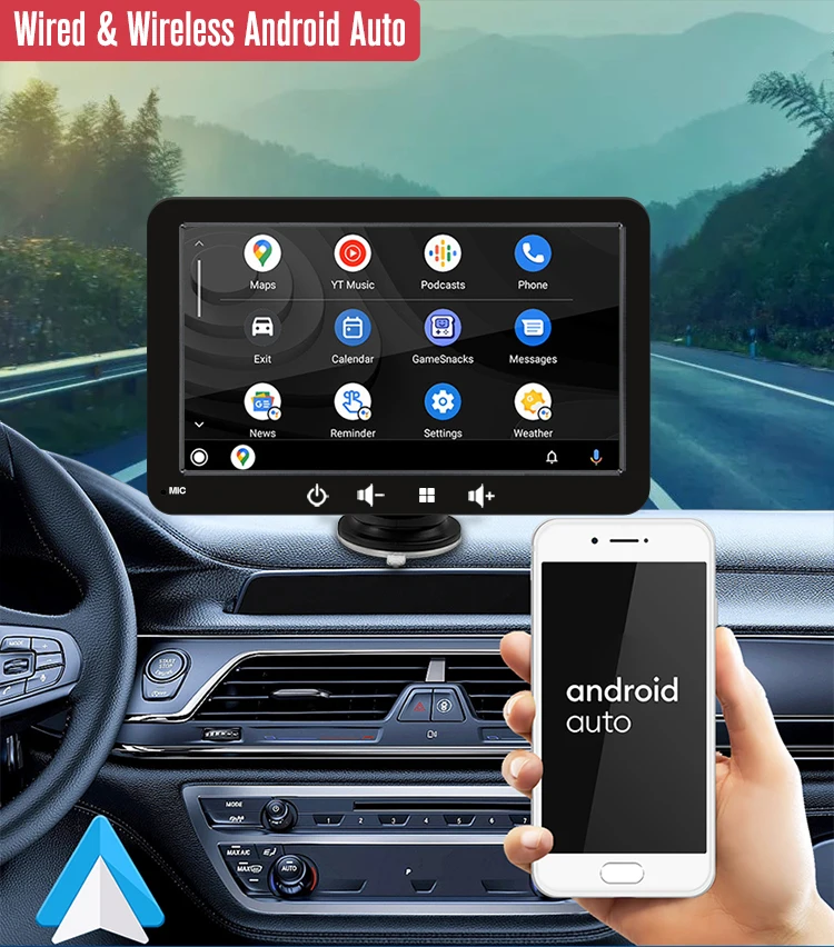 Universal 7inch PND Car Carplay Display - Wireless & Portable