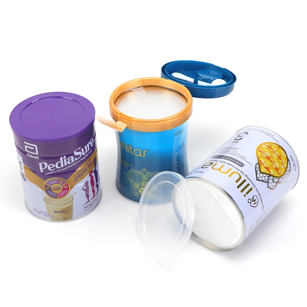 Food Safety Round Airtight Milk Powder Tin Box with Plastic Lids Metal ...
