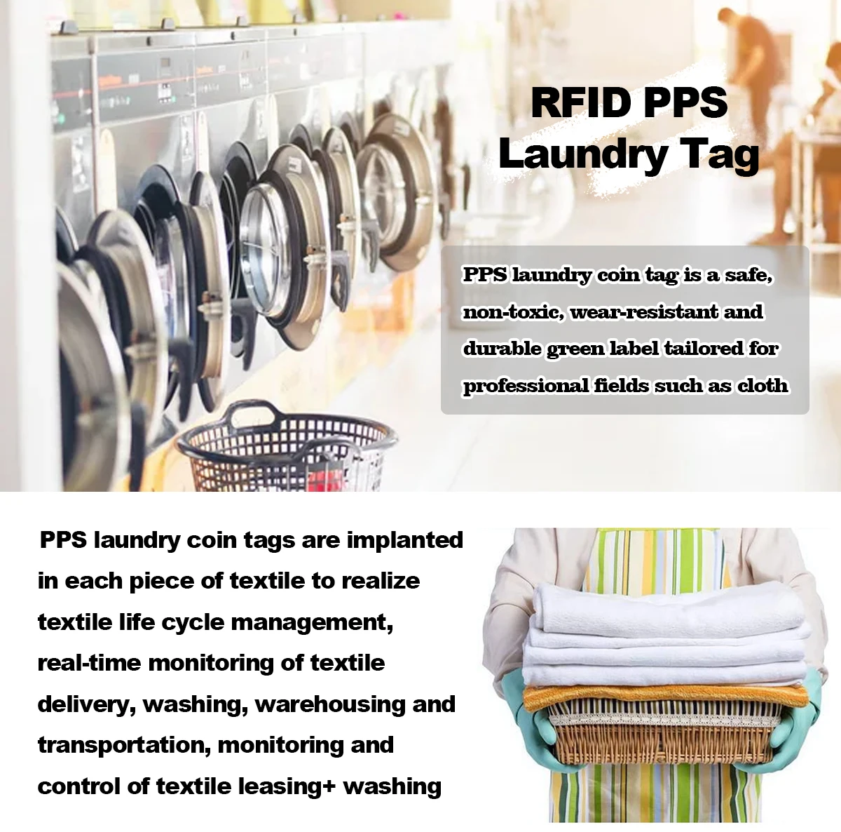 Waterproof RFID Small PPS Button Laundry Tag for Towel Management ...