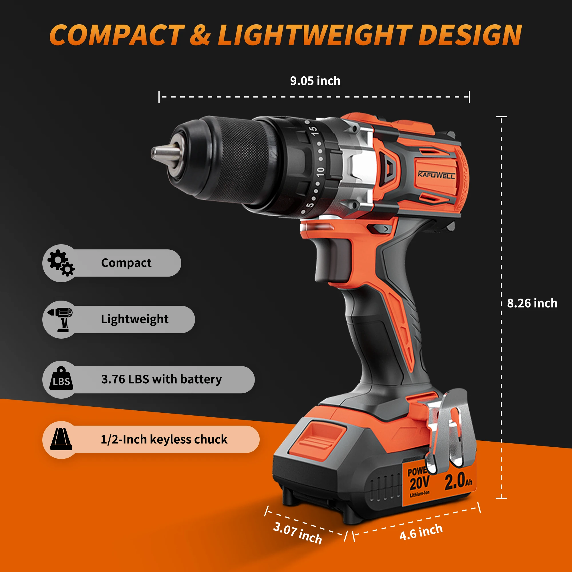 Kafuwell Pa4500-3h Brushless 20v Cordless Drill With Oem Support