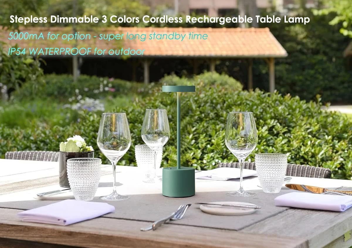 IP54 Outdoor Restaurant Luxury Portable Cordless Rechargeable Alu Metal ...