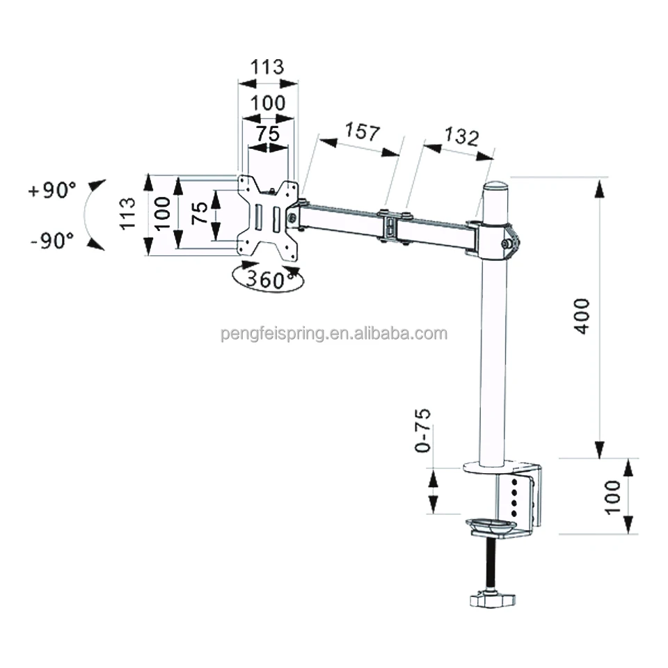 Adjustable Curved Single Monitor Stand for 14"-32" Computer Screen ...