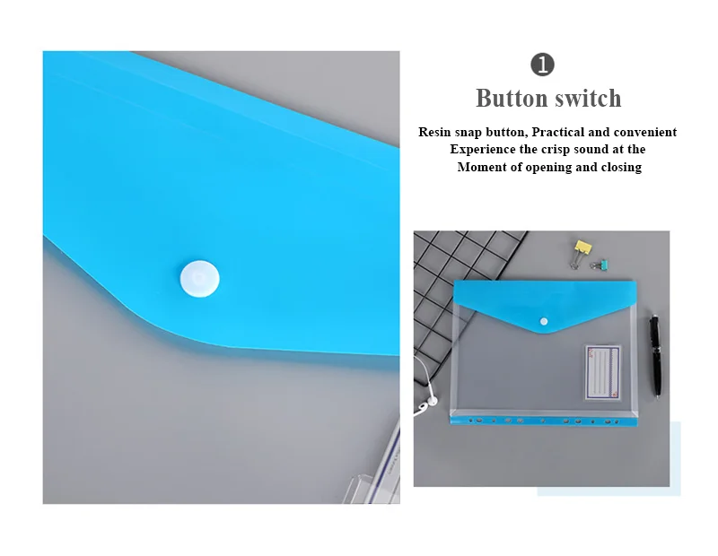 11 Holes Binder File Folders Letter Size Snap Button Pouch 6 Colors ...