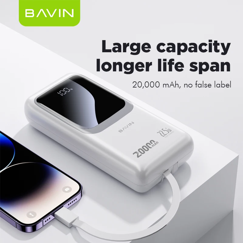 BAVIN 20000mAh Power Bank - Fast Charging Portable Charger with LED ...