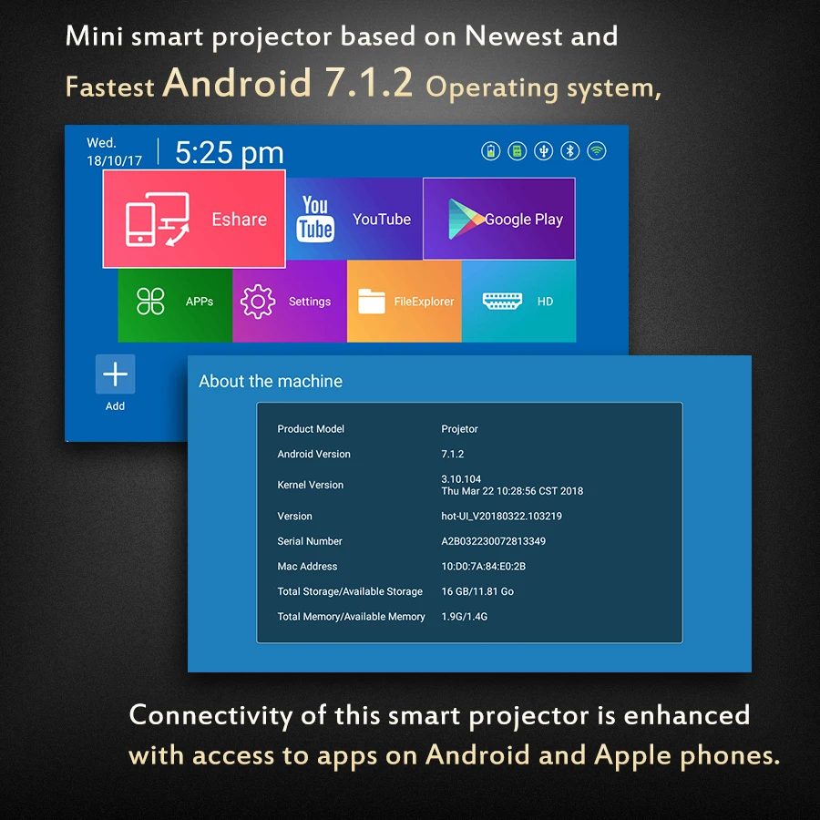 Android Smart Projector C9 Plus Rk3328 2g 16g Mini Portable Projector ...