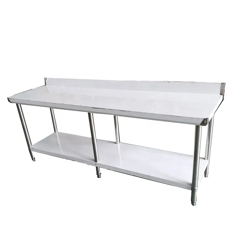 Stainless Steel 2-Tier Work Table with Upstand & Square Tube Legs - ODM